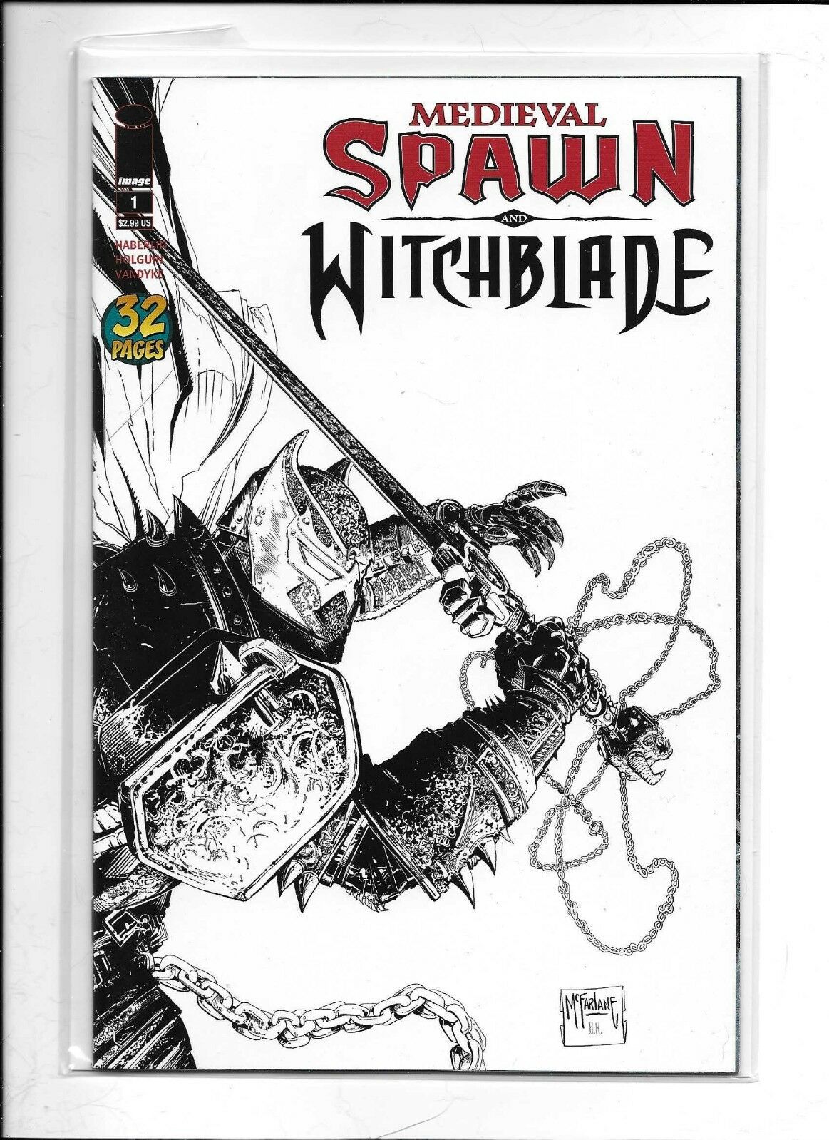 MEDIEVAL SPAWN WITCHBLADE #1 (OF 4) COVER C B&W MCFARLANE